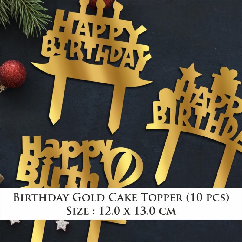 Birthday Gold Cake Topper (Pack of 10 pcs) – Signative Shop