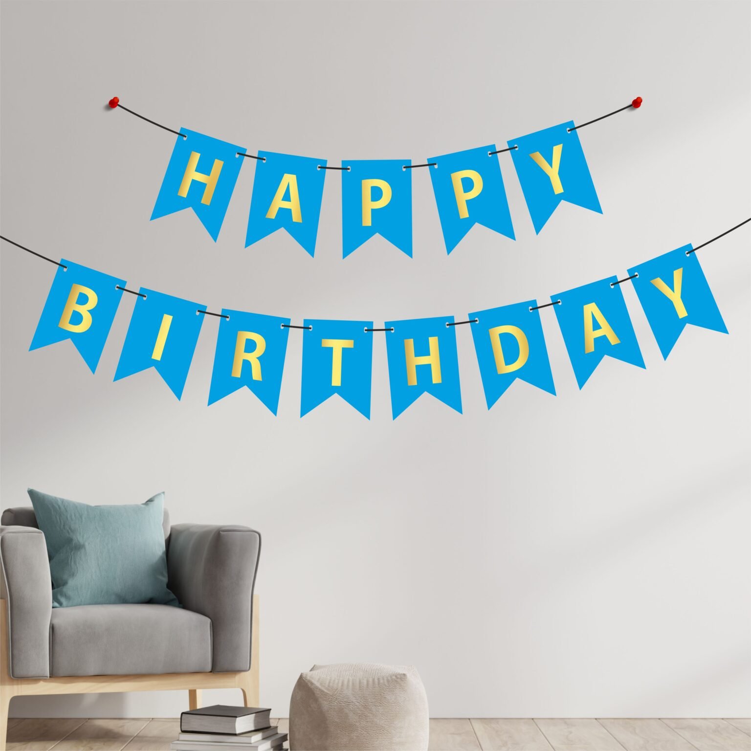 Sky Blue Happy Birthday Banner (Pack of 01 Set) – Signative Shop