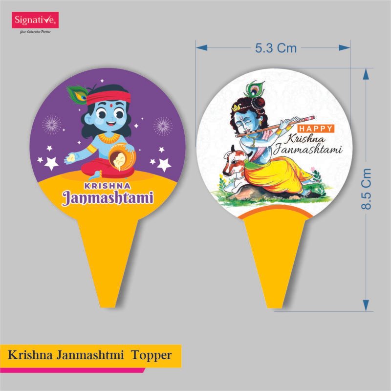 Krishna Janmashtami Cake Topper – (1 Pack of 100 Pcs) – Signative Shop